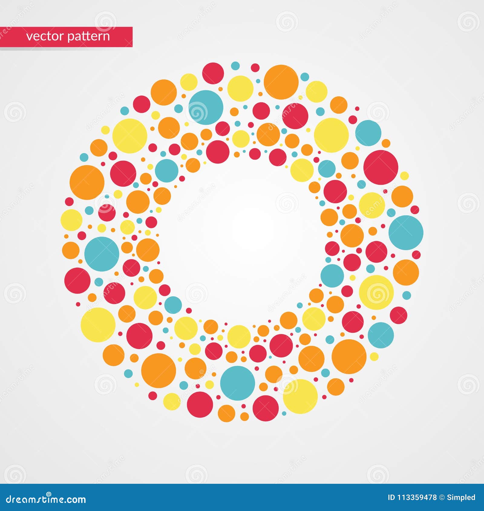 Orange Yellow Red and Blue Bubbles Vector Pattern. Circle Shape Frame ...
