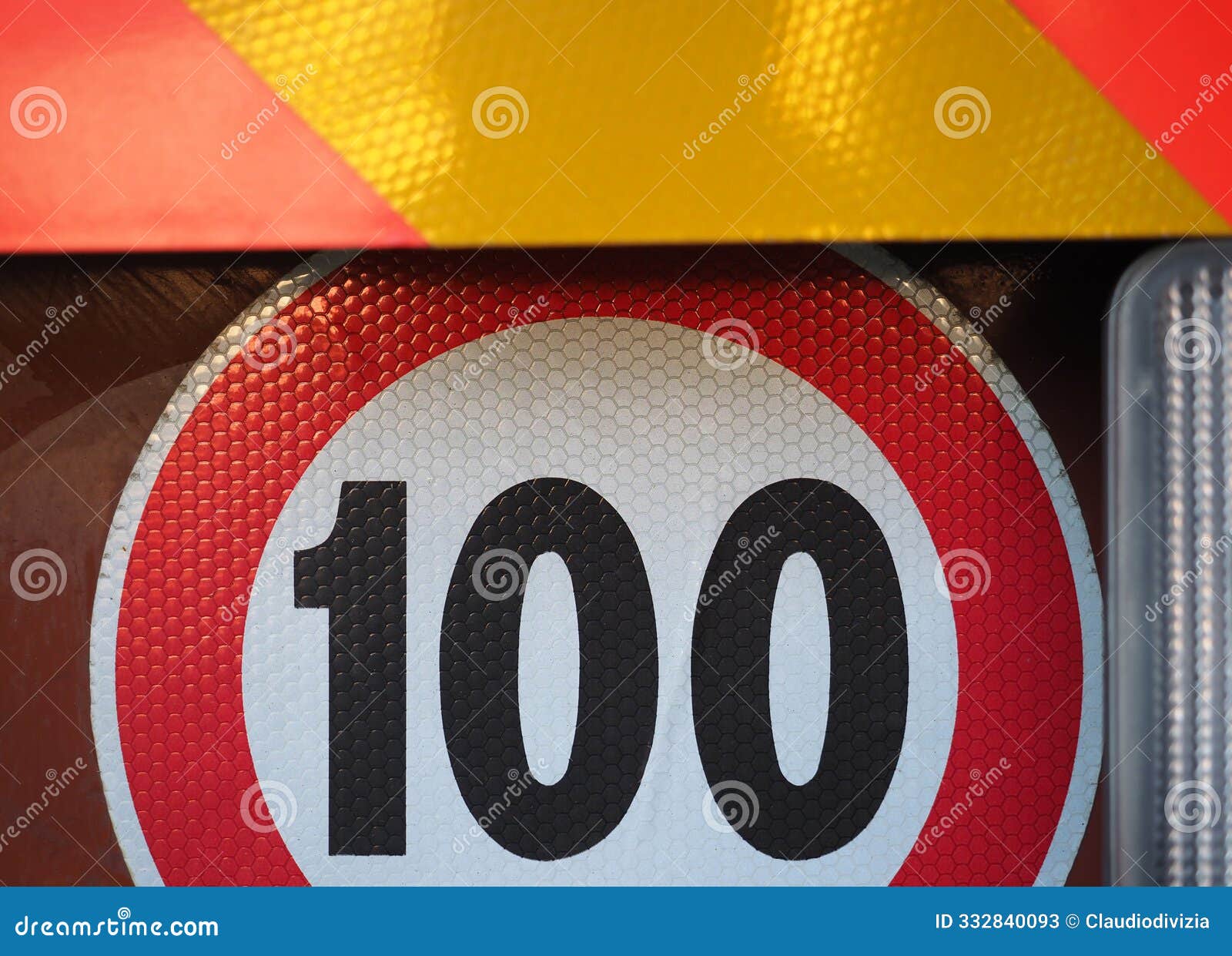 Orange and Yellow Reflective Panel and Speed Limit Sign Stock Image ...