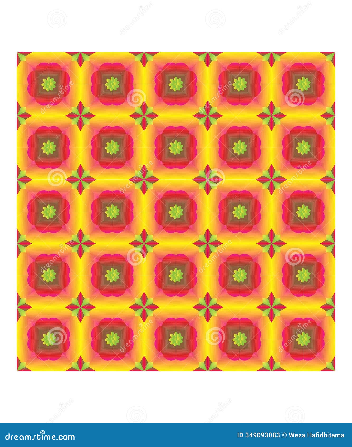 Orange and Yellow Retro Floral Tiles Stock Illustration - Illustration ...