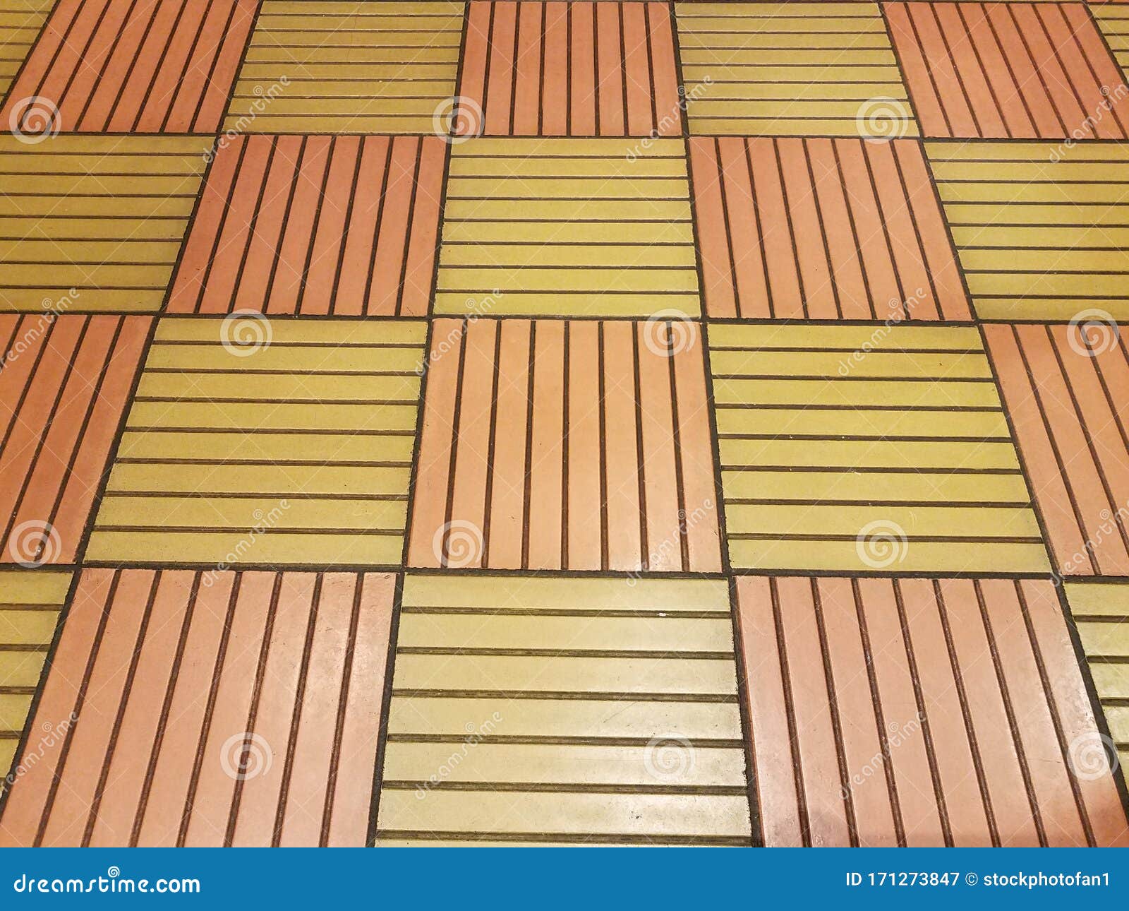 Orange and Yellow Square Tiles on Floor Stock Image - Image of tiles ...