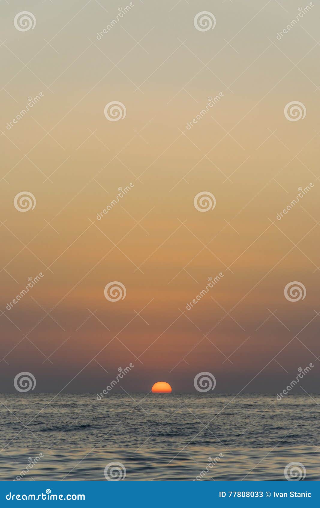 Orange Yellow Sun Sunsets Over Blue Clear Sky on the Open Sea 3 Stock ...