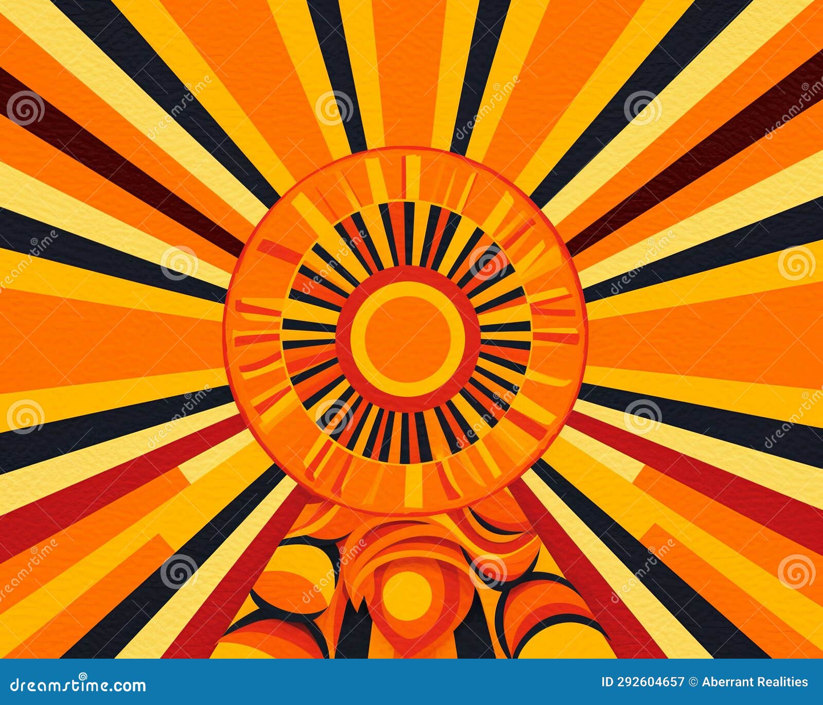 An Orange and Yellow Sunburst Background with a Large Sun in the Center ...