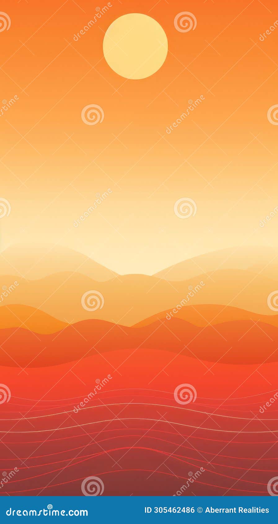 An Orange and Yellow Sunset Over the Ocean Stock Illustration ...