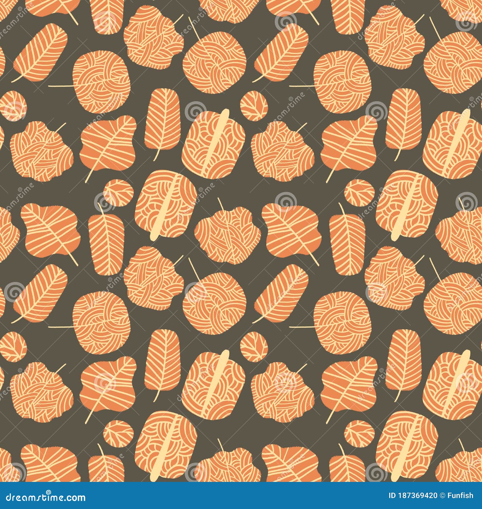 Orange and Yellow Texture Autumn Forest Seamless Pattern. Stock ...