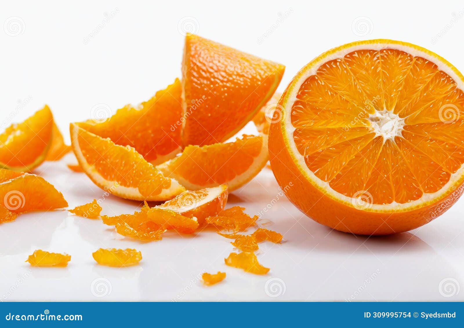 Orange Zest, Cut Out Isolated on White Background Stock Illustration ...