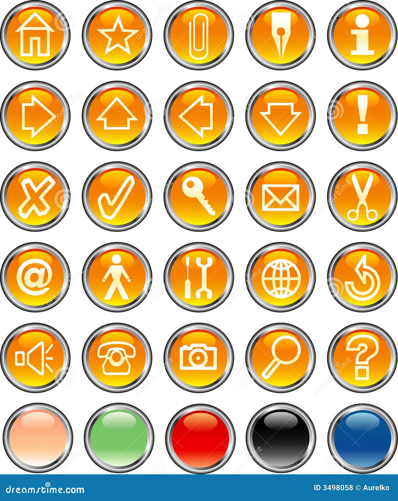 Orangeroundbuttons stock vector. Illustration of black - 3498058