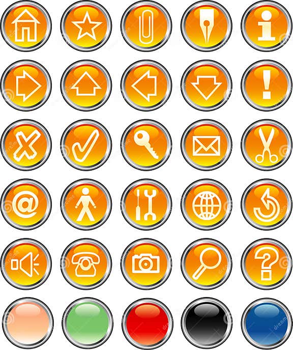 Orangeroundbuttons stock vector. Illustration of black - 3498058