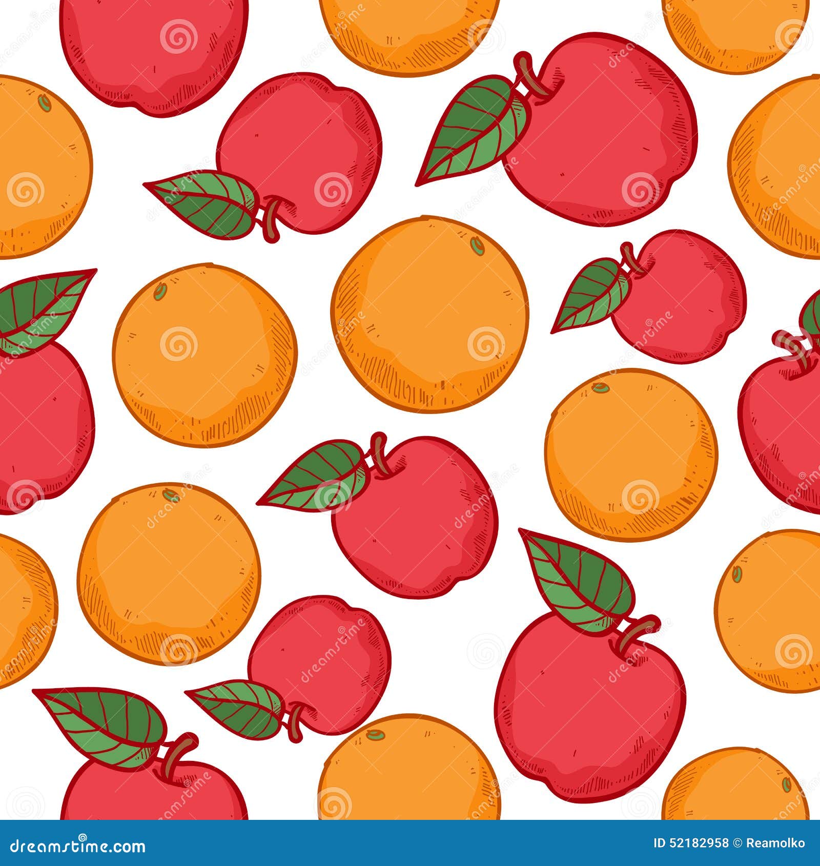Oranges And Apples Seamless Pattern Stock Vector Illustration Of