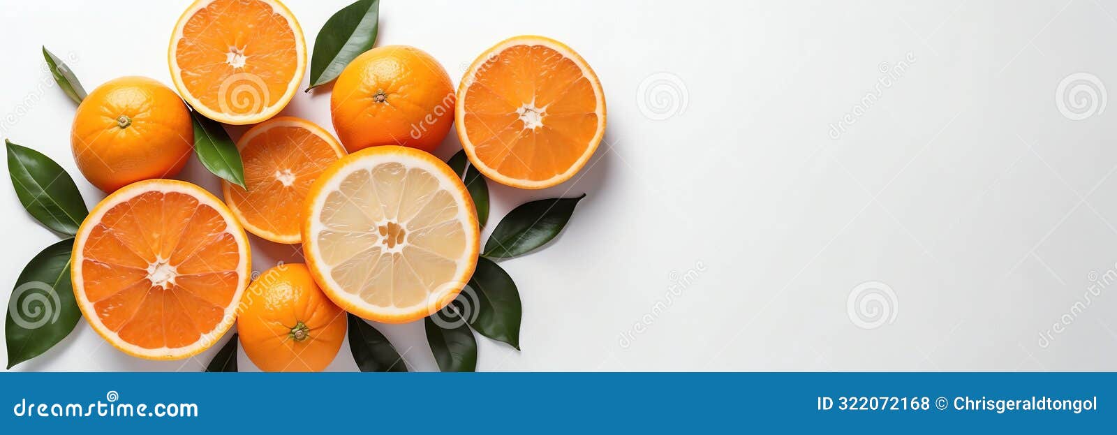 Oranges on Border Side on Plain White Background Copyspace Ai Generated ...