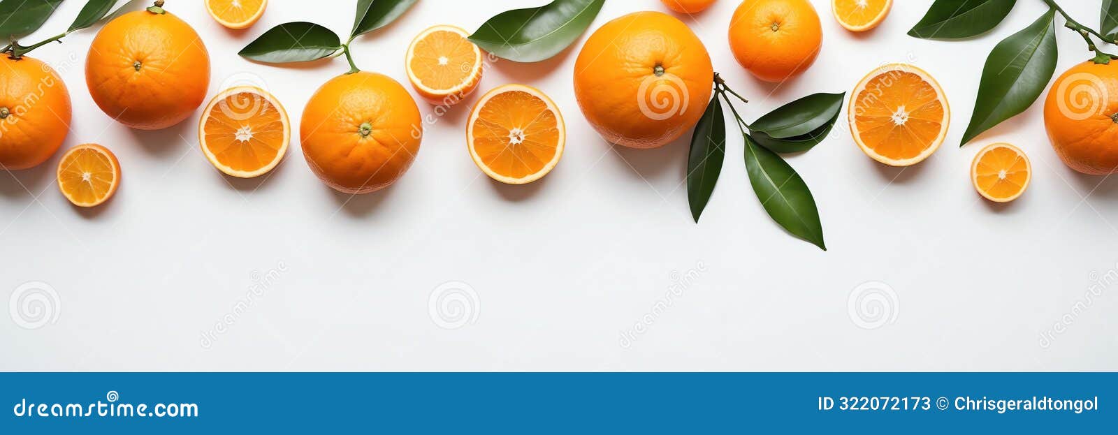 Oranges on Border Side on Plain White Background Copyspace Ai Generated ...