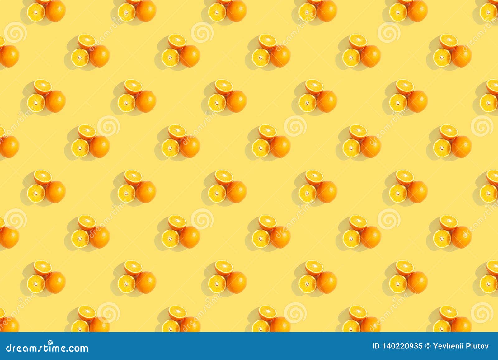 Oranges on Bright Colored Yellow Background. Repeating Pattern ...