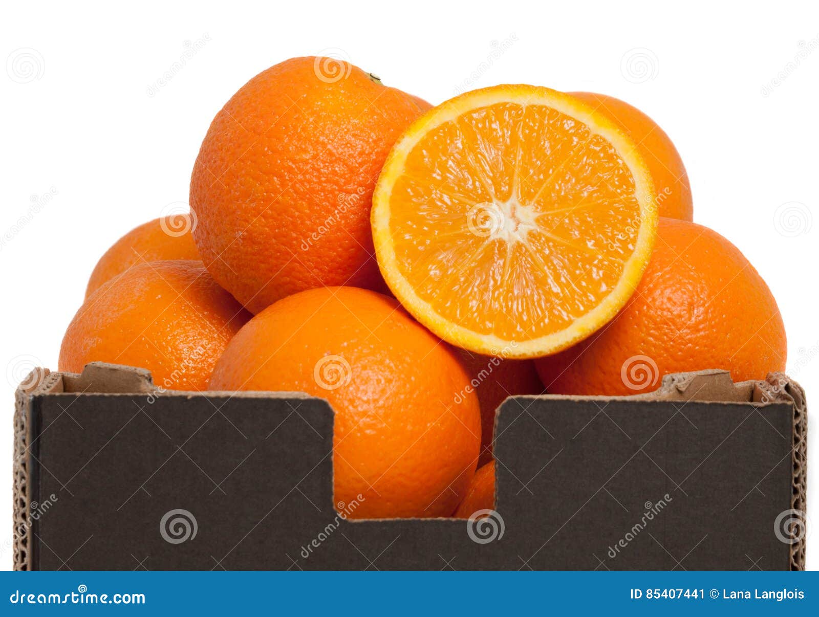 Oranges in a brown box stock image. Image of cutted, vegetarian - 85407441