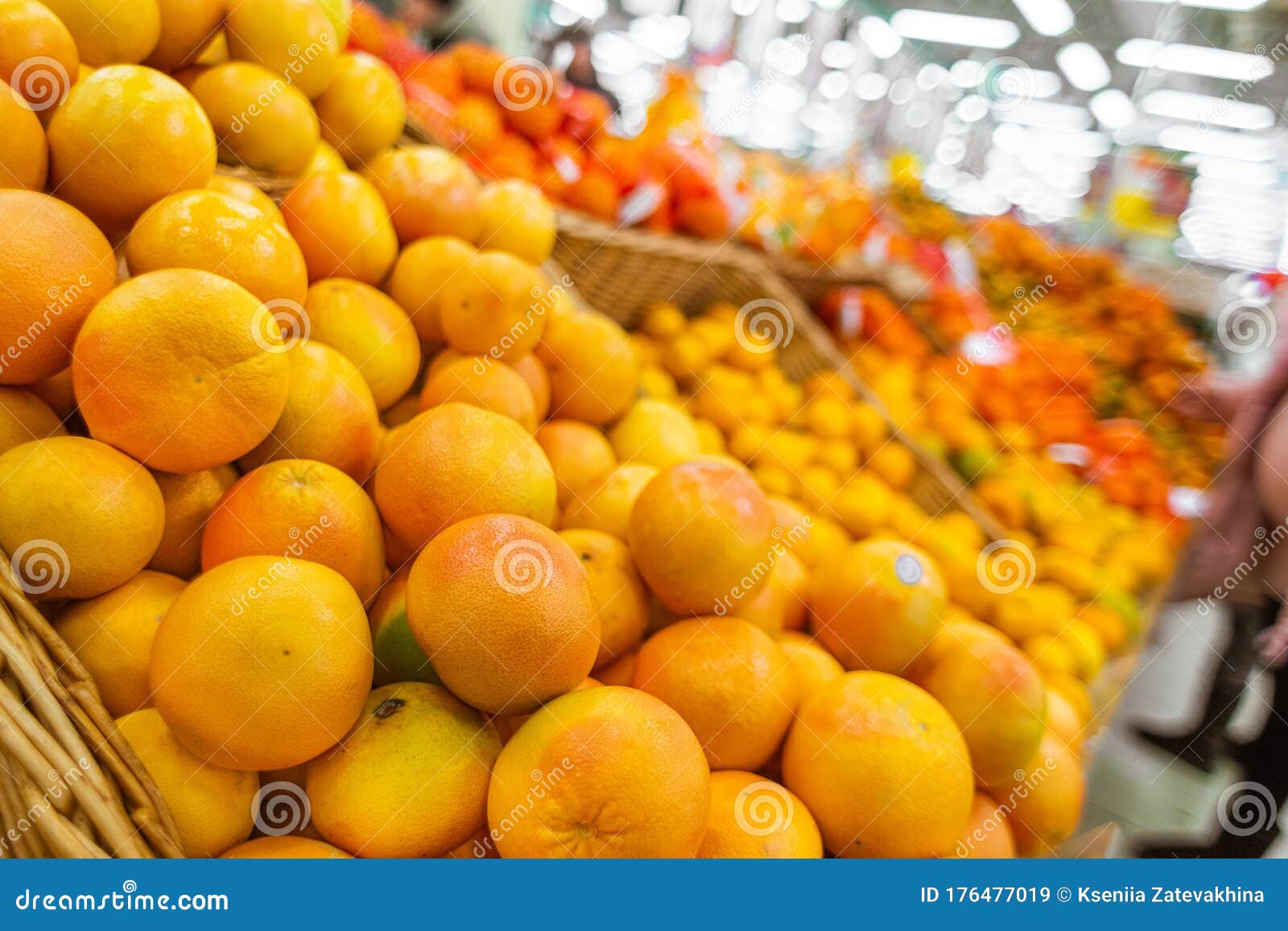 Oranges on the Counter in the Grocery Department of the Store. Stock ...