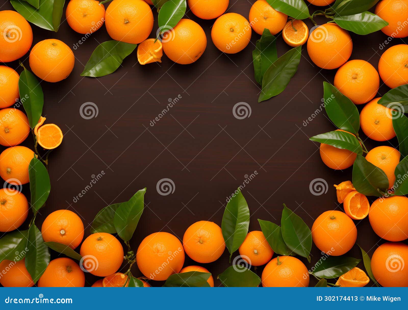 Oranges - Decorative Border with Center Copy Space Stock Illustration ...