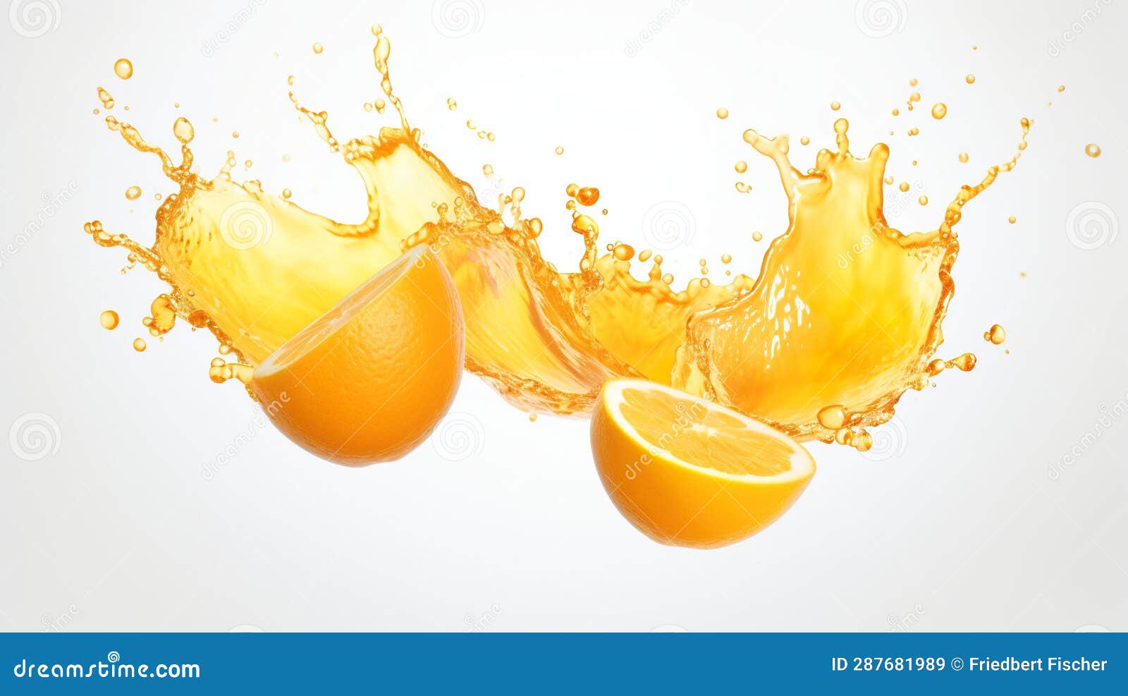 Oranges Falling with a Splash of Orange Juice. Stock Illustration ...
