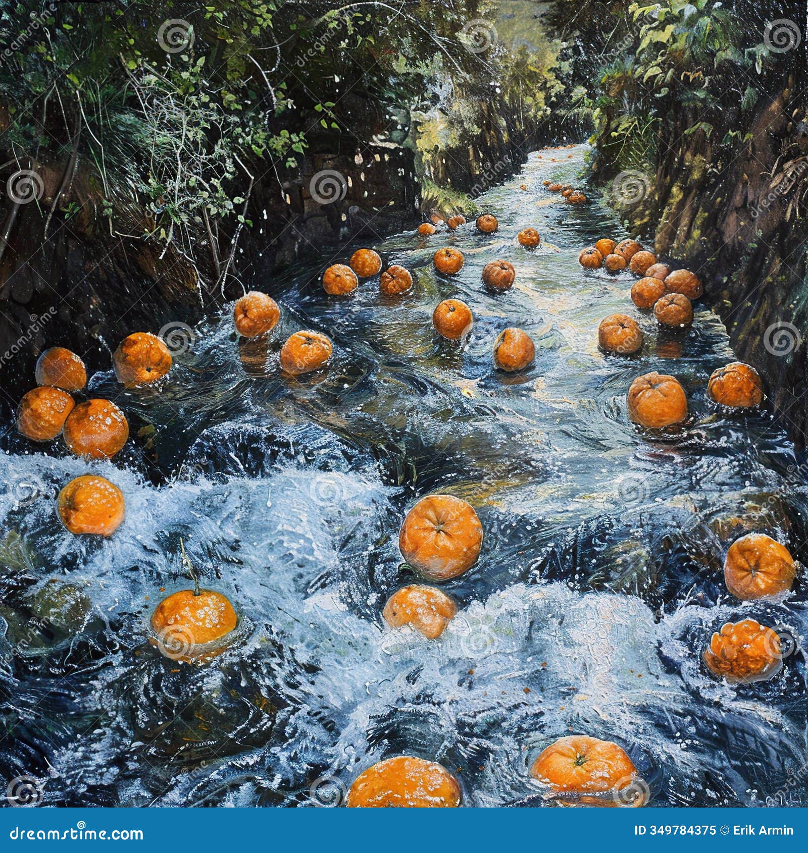 Rushing Stream Full Of Rocks In A Green Field, Seamless, Tileable Stock ...