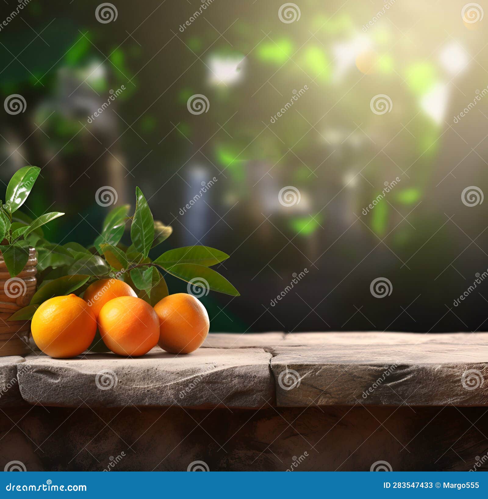 Oranges Fruits on Stone Backgrounds with Empty Wooden Table. Generated ...