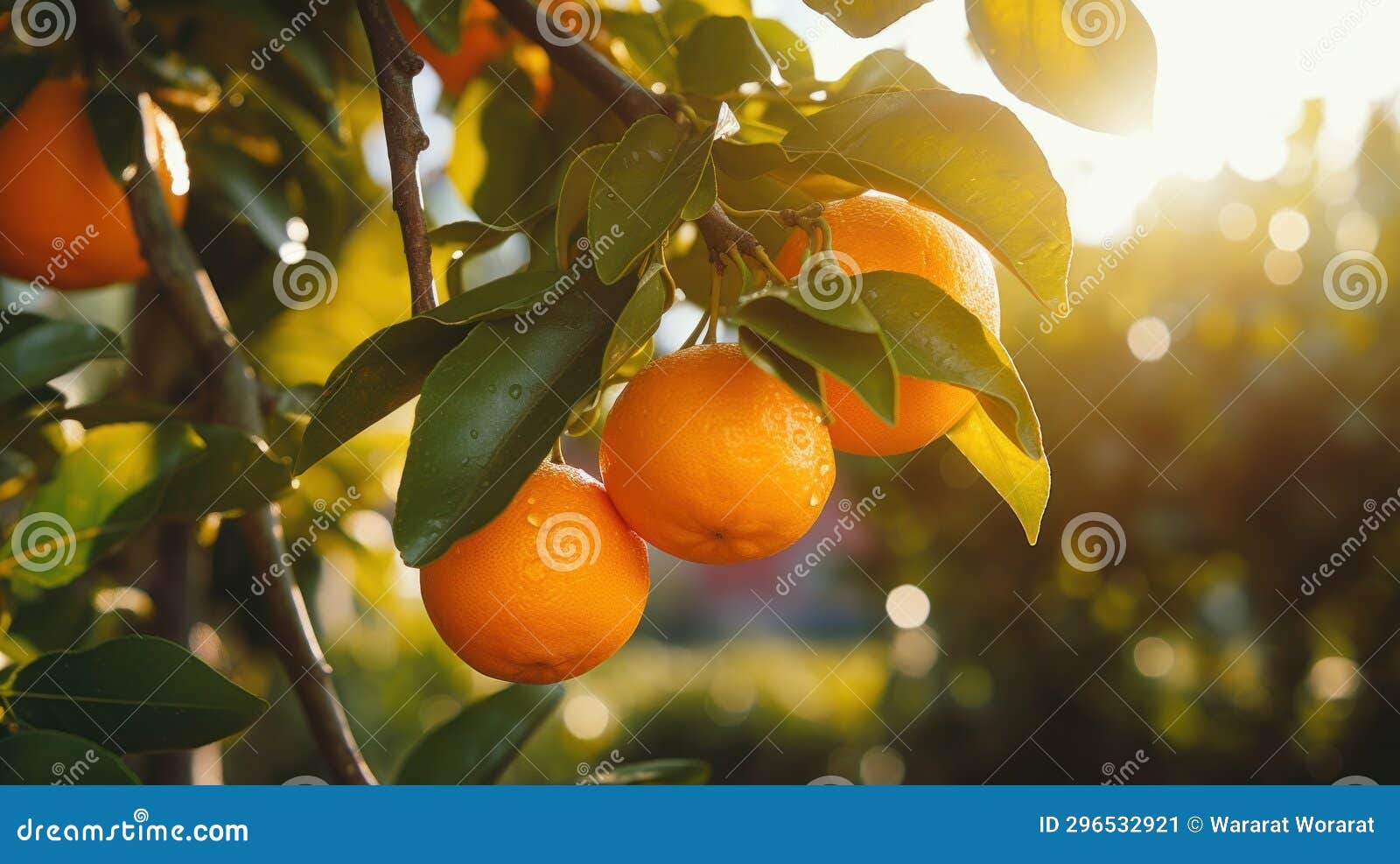 Oranges Growing on a Tree, Orange Garden Stock Illustration ...