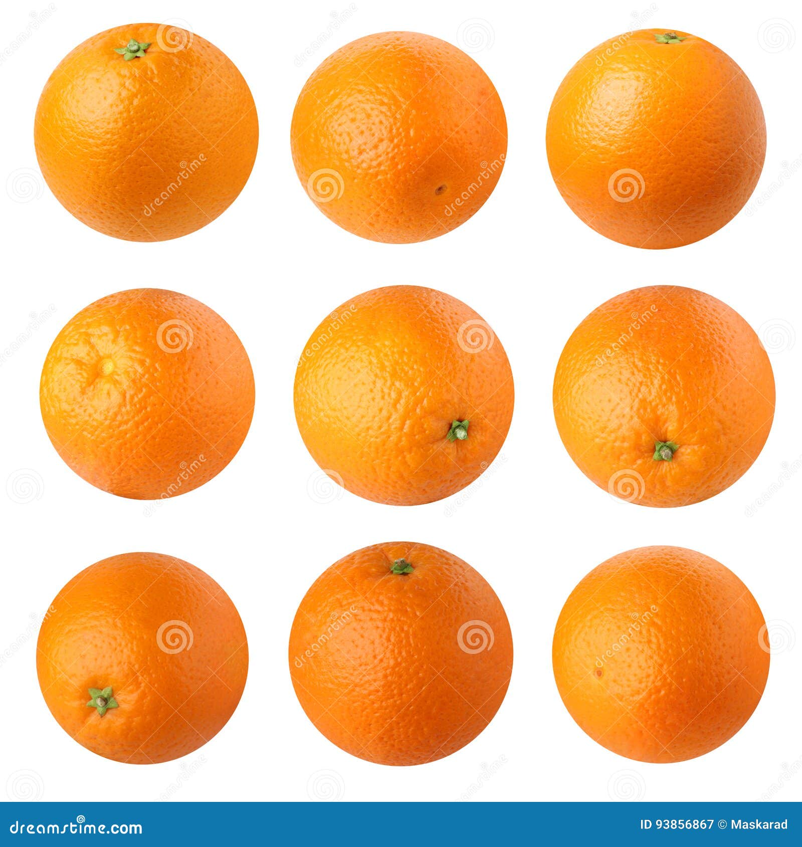 Oranges Isolated on a White Background. Stock Image - Image of skin ...