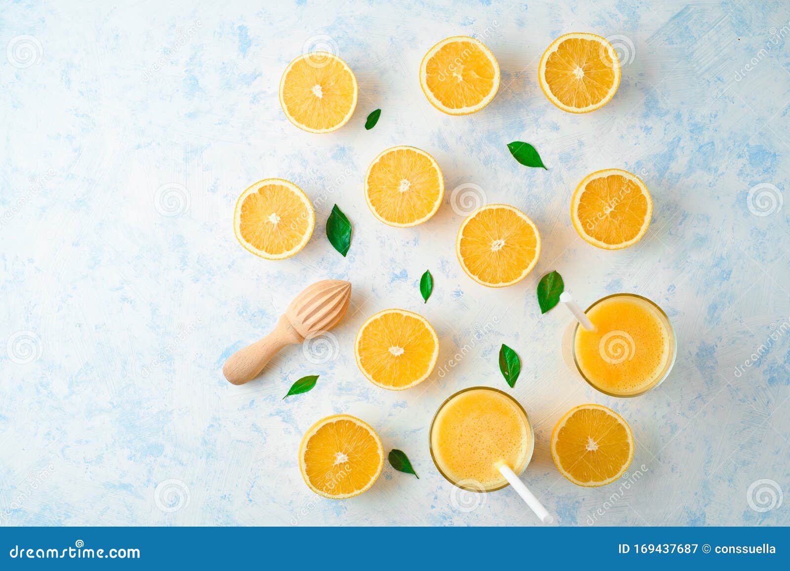 Oranges For Making Juice, Pattern, On A Blue Background Royalty-Free ...