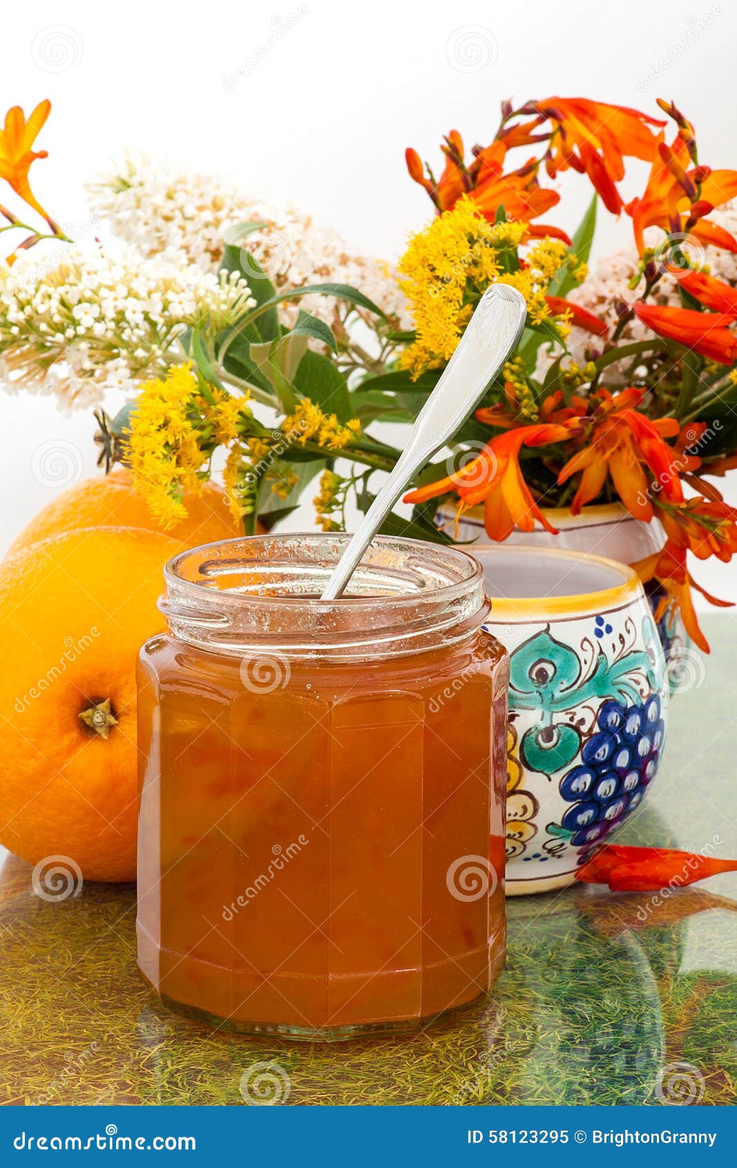 Oranges, Marmalade and Garden Flowers Stock Image - Image of tasty ...