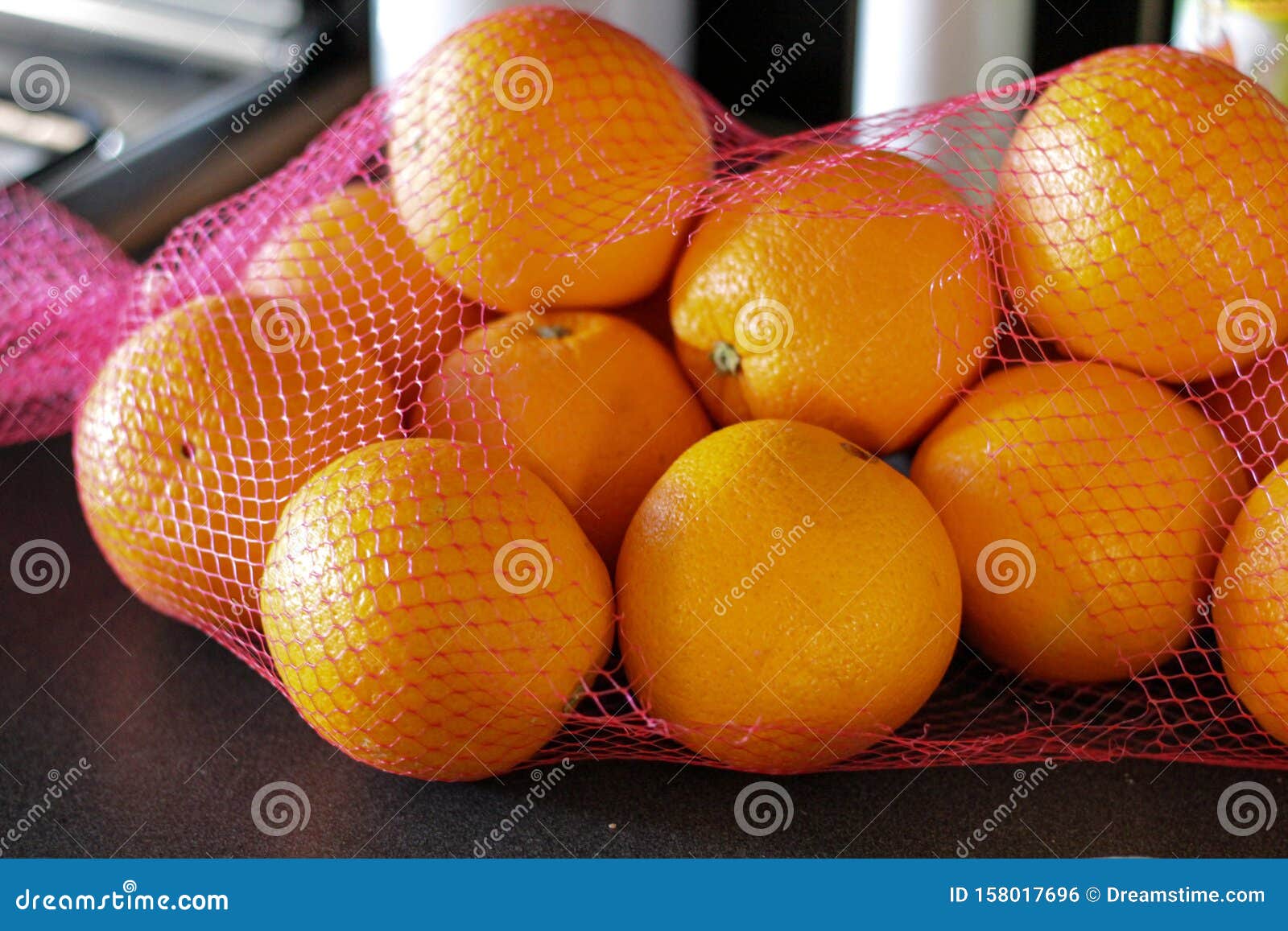 Sack of Fresh Oranges in a Net Stock Photo - Image of kitchen, fruit ...