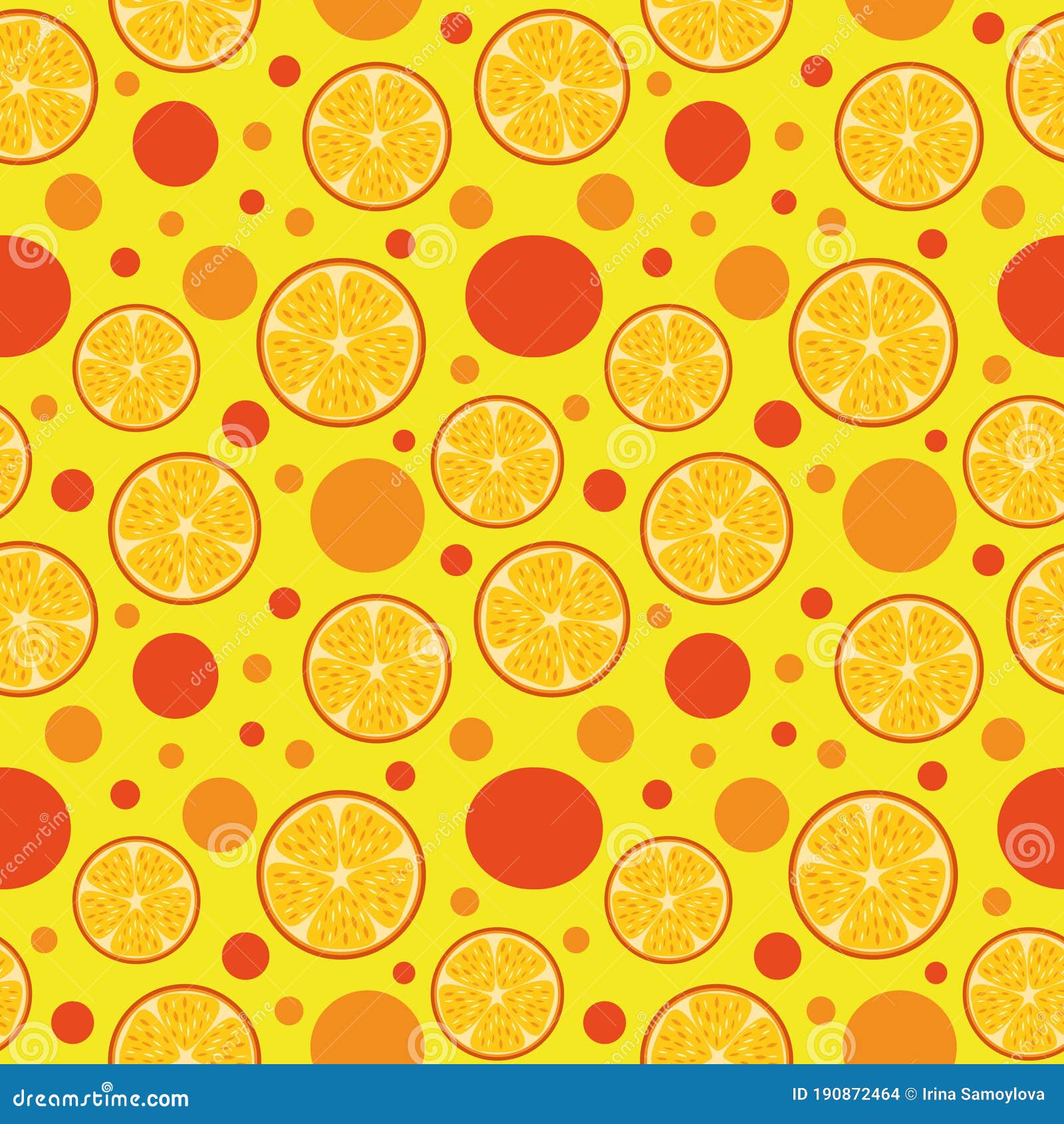 Oranges Seamless Pattern in Flat Style, Bright Juicy Fruit Background ...