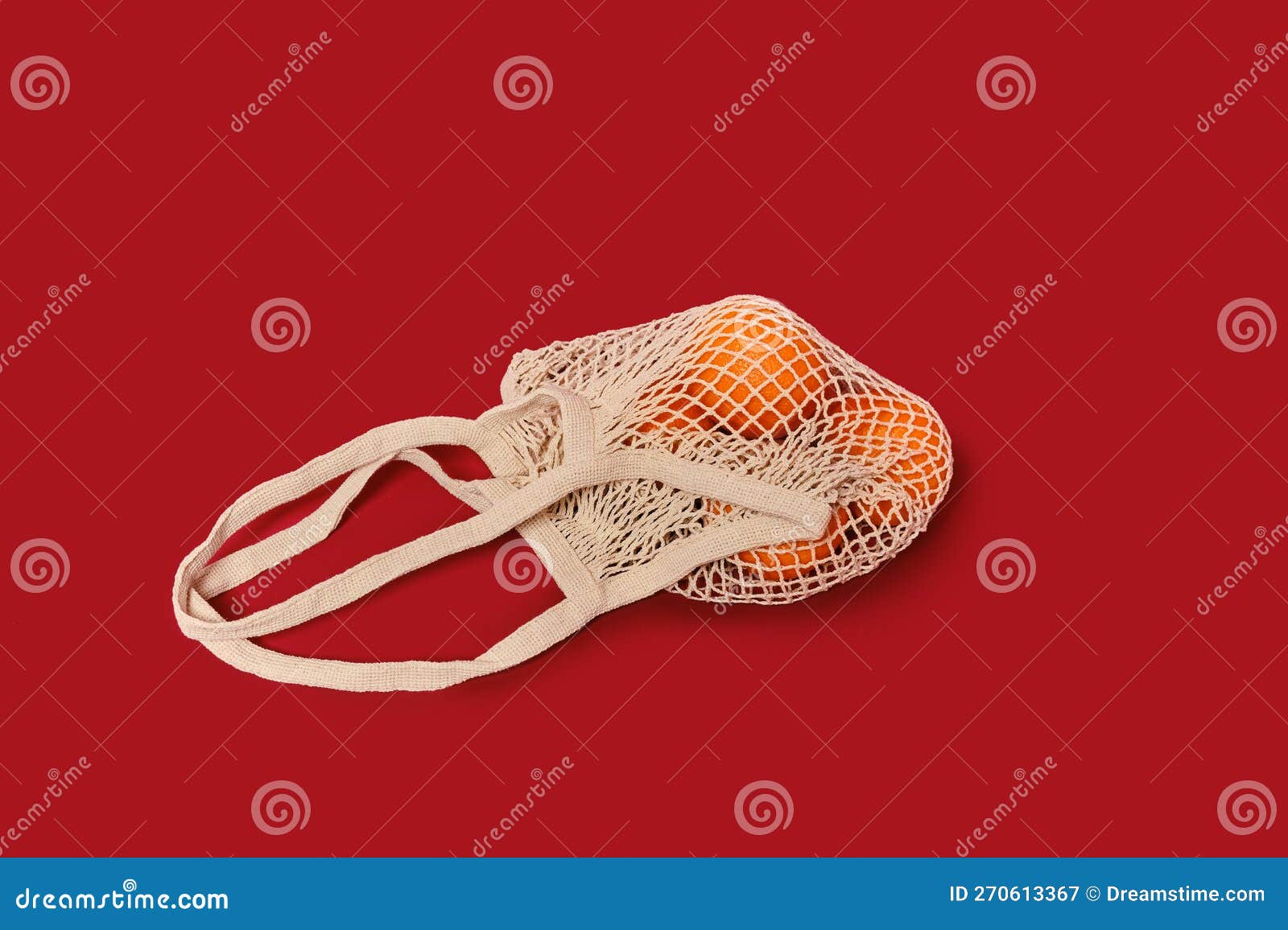 Oranges in a String Bag on Ruby Red Background Stock Image - Image of ...