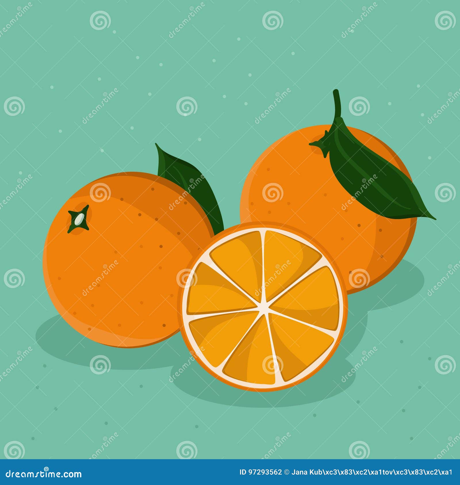 Oranges stock vector. Illustration of three, peel, oranges - 97293562