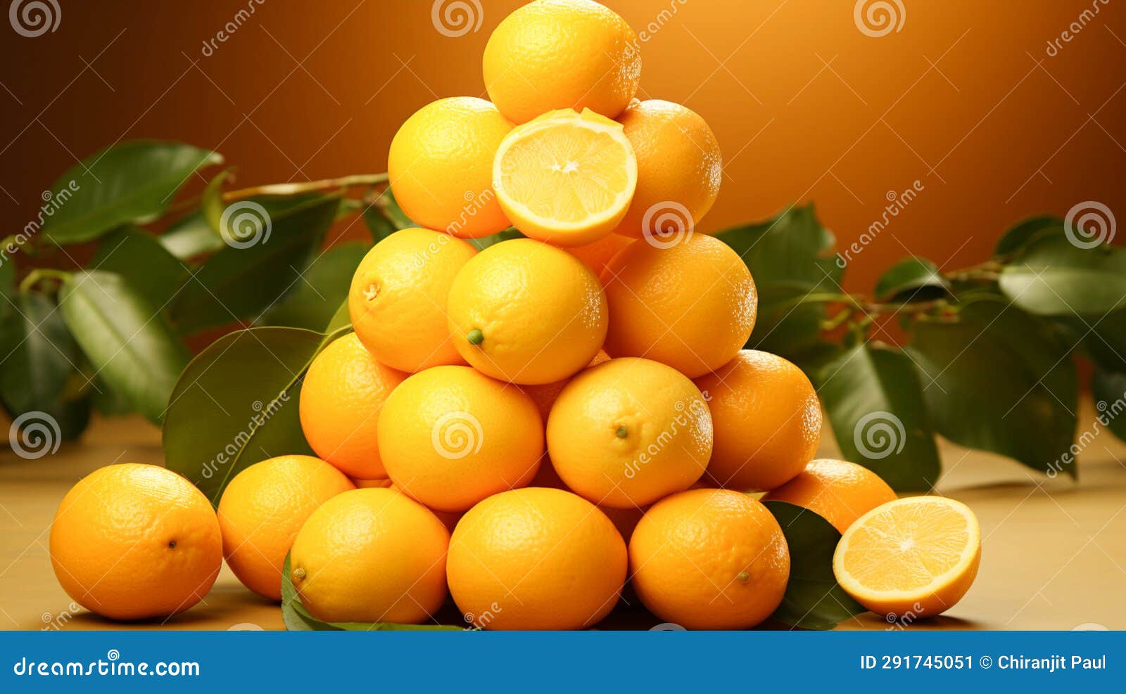 Oranges on Top of Each Other on a Orange Background Stock Image - Image ...
