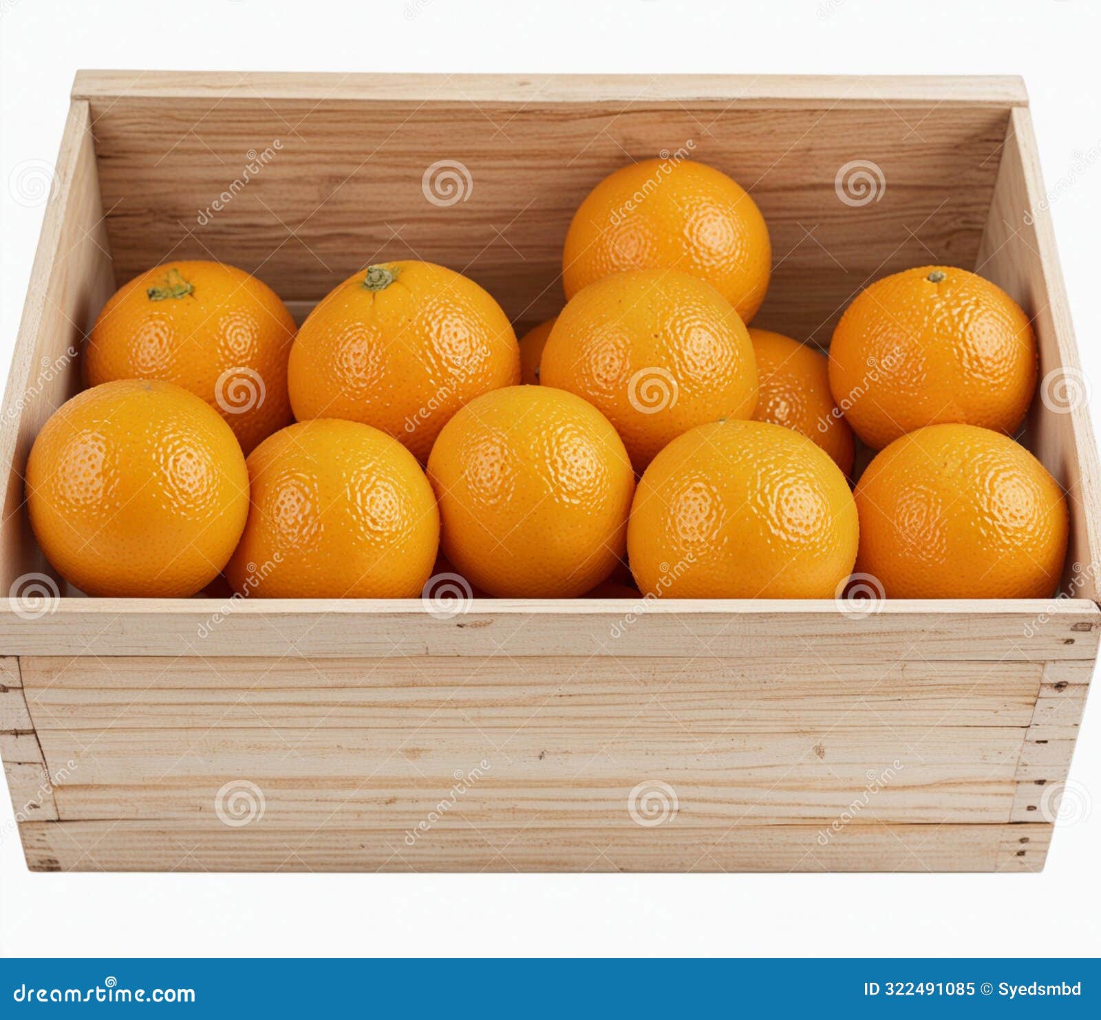 Oranges in a Wooden Box , Isolated on White Background Stock ...