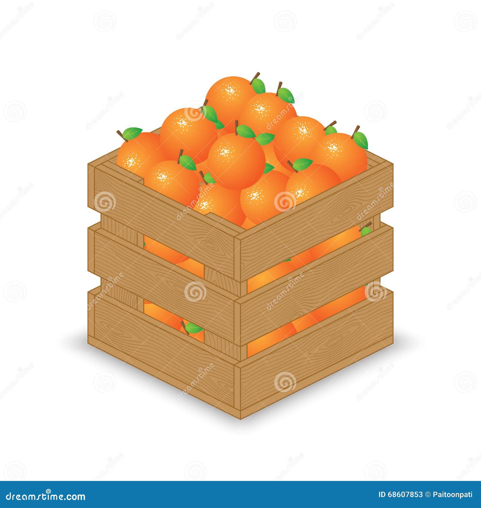 Oranges In Wooden Box. Cartoon Vector | CartoonDealer.com #73333355