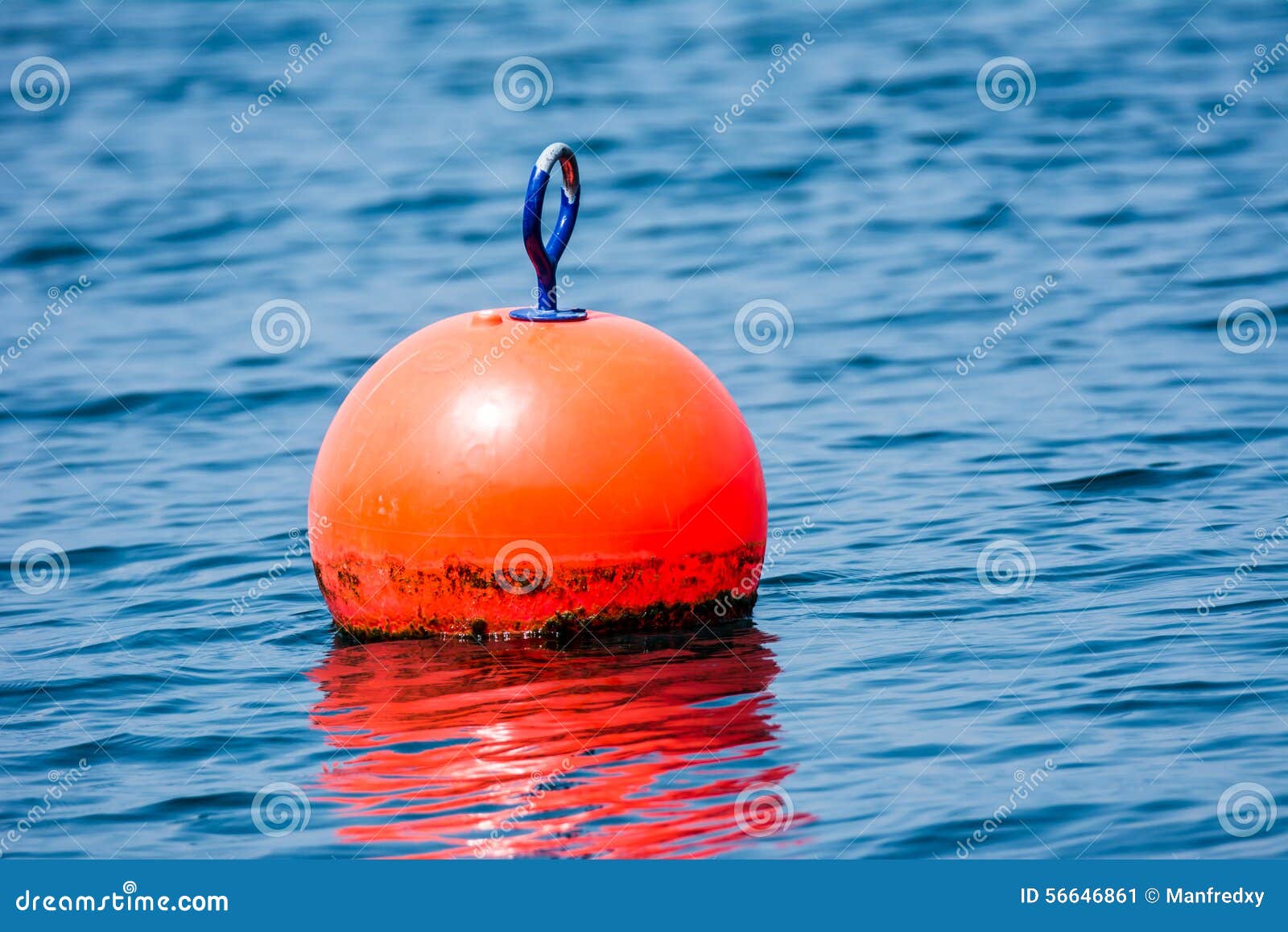 Oranje boei stock afbeelding. Image of blauw, meertros - 56646861