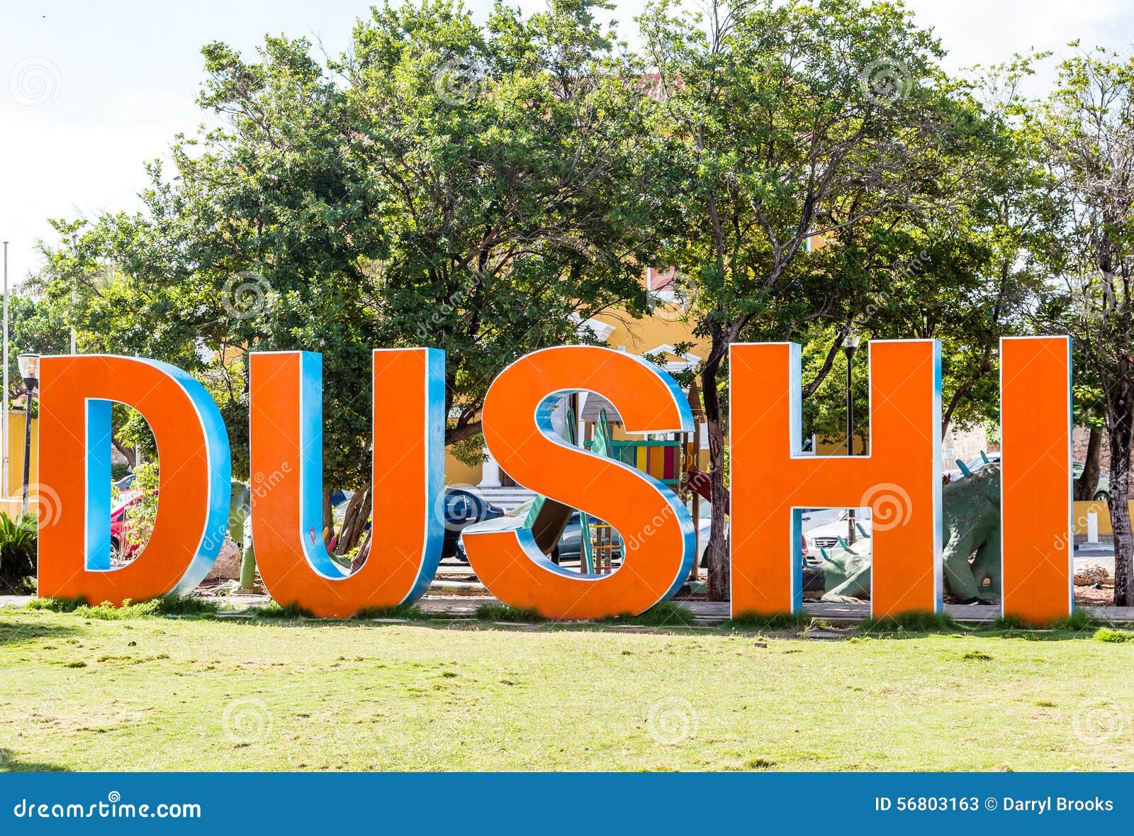 Oranje Dushi-Teken in Curacao Stock Afbeelding - Image of centrum ...