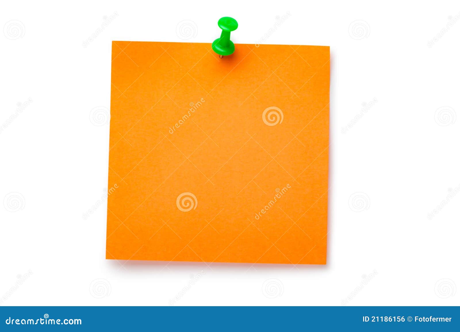 Oranje Sticker Op Groene Punaise Stock Foto - Image of voorwerpen, post ...