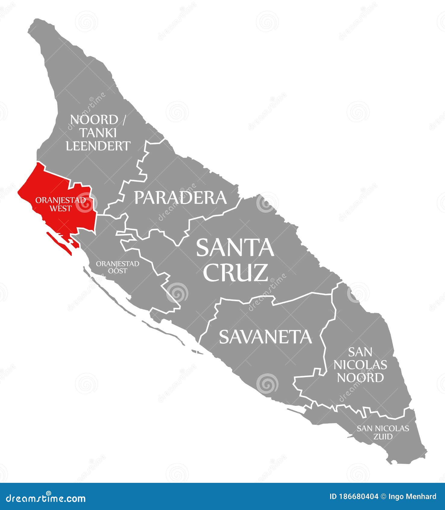 Aruba Map With Administrative Divisions. Vector Illustration ...