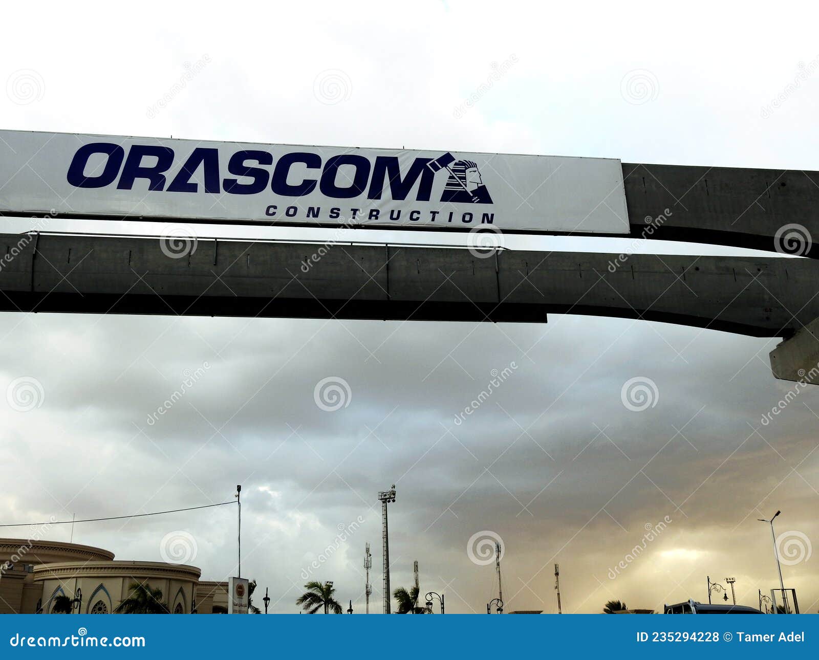 Orascom Construction Sign on Cairo Monorail Project Which is Under ...