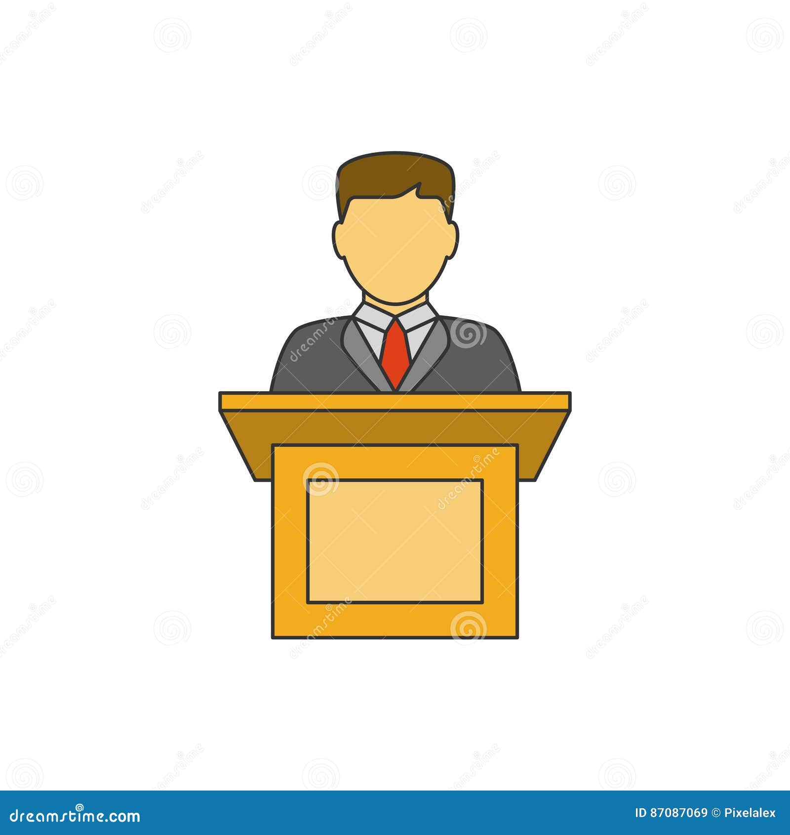 Orator Speaking Flat Line Icon Stock Vector - Illustration of character ...
