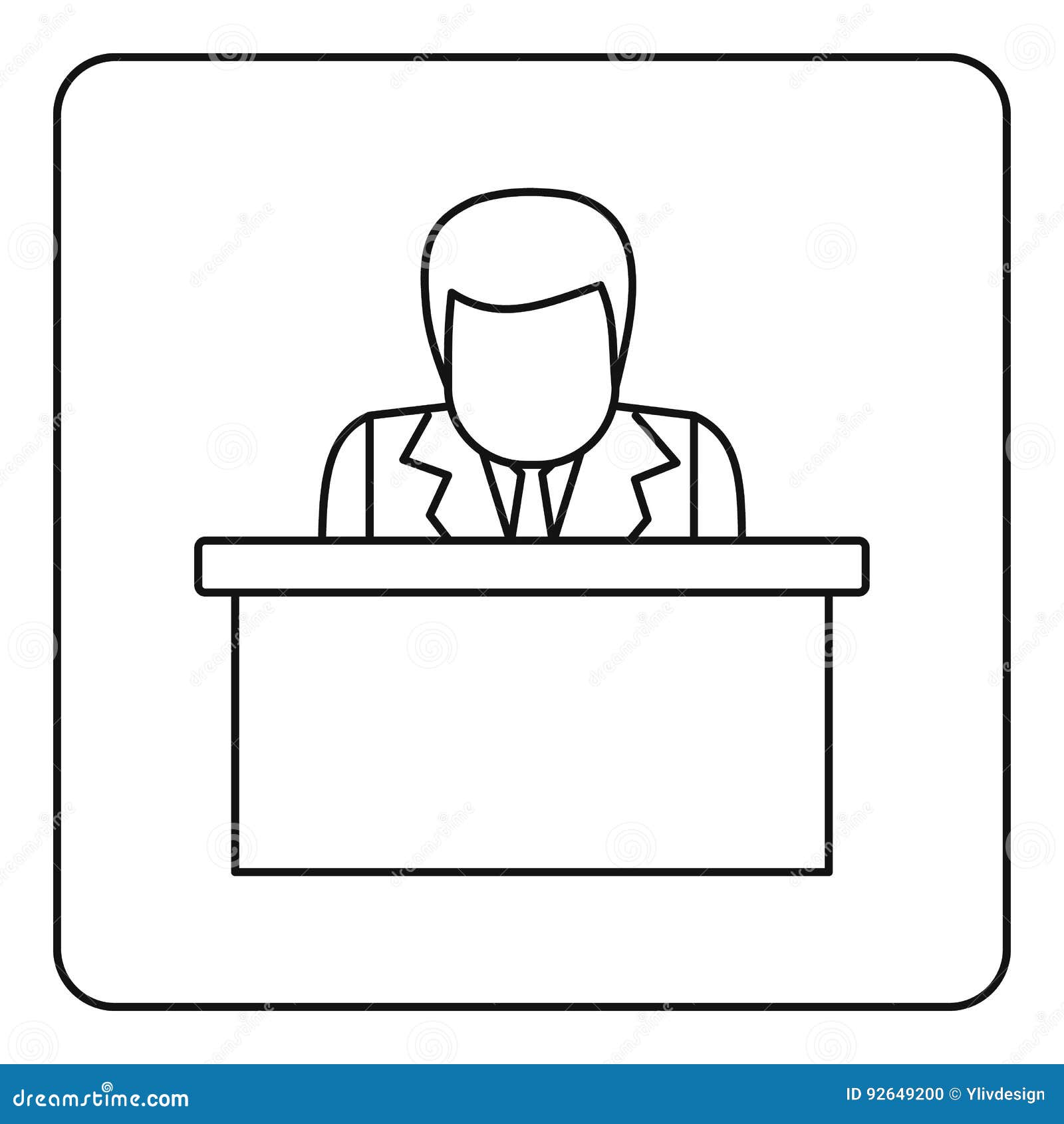 Orator Speaking From Tribune Icon Outline Stock Vector Illustration Of Discussion Lecturer