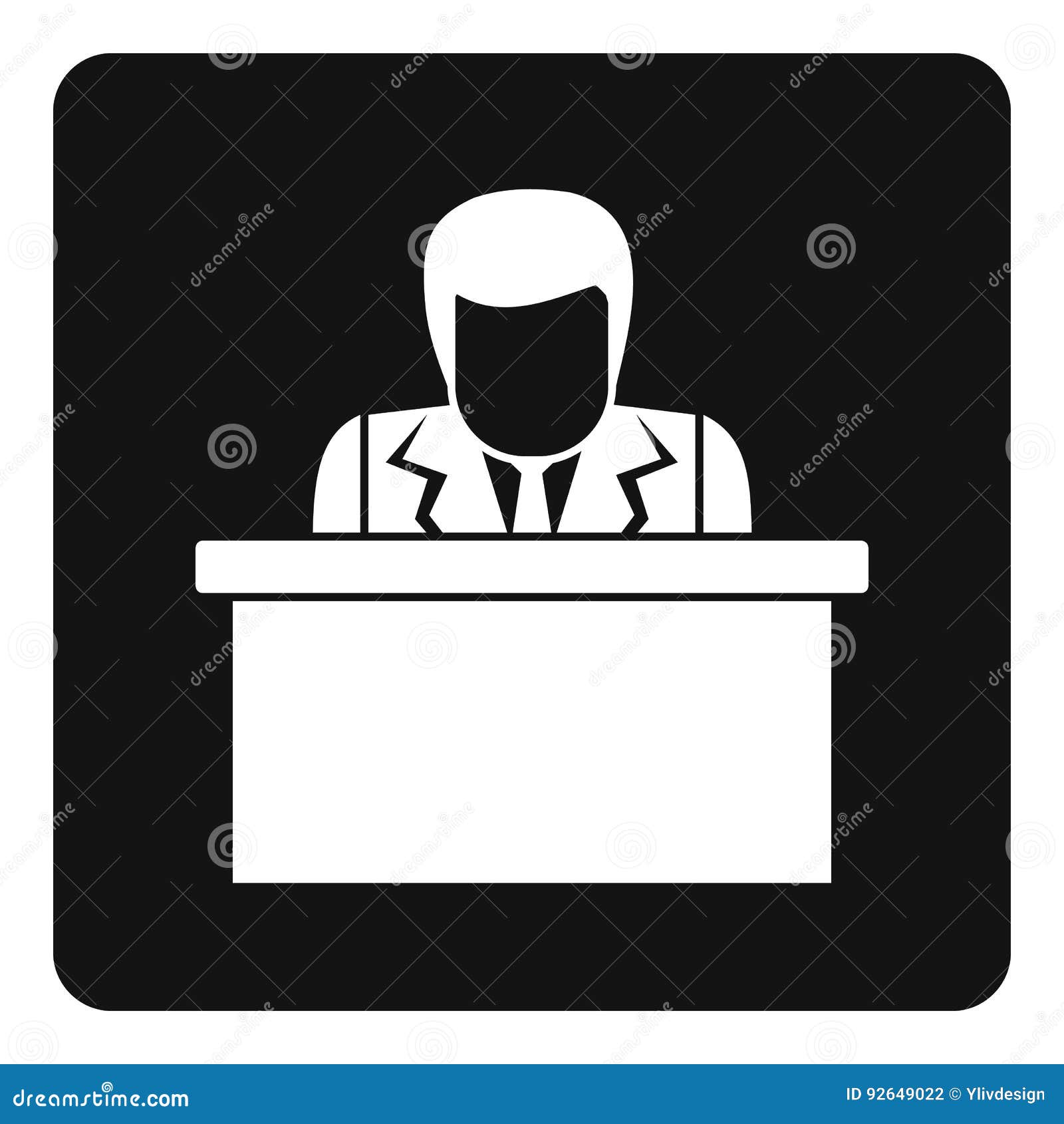 Orator Speaking from Tribune Icon Simple Stock Vector - Illustration of ...