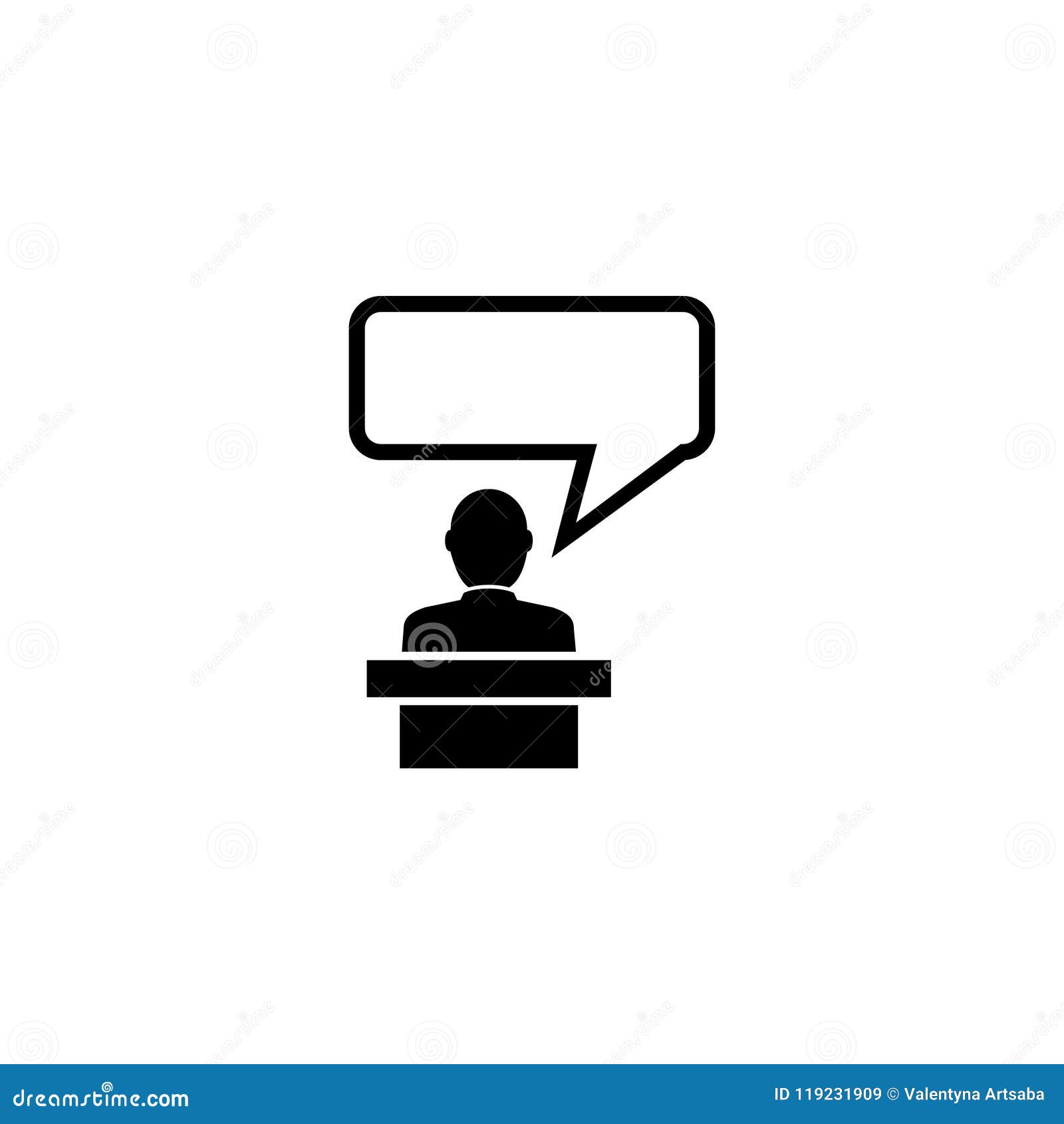 Orator Speaking From Tribune Speaker Flat Vector Icon Stock Vector Illustration Of Audience