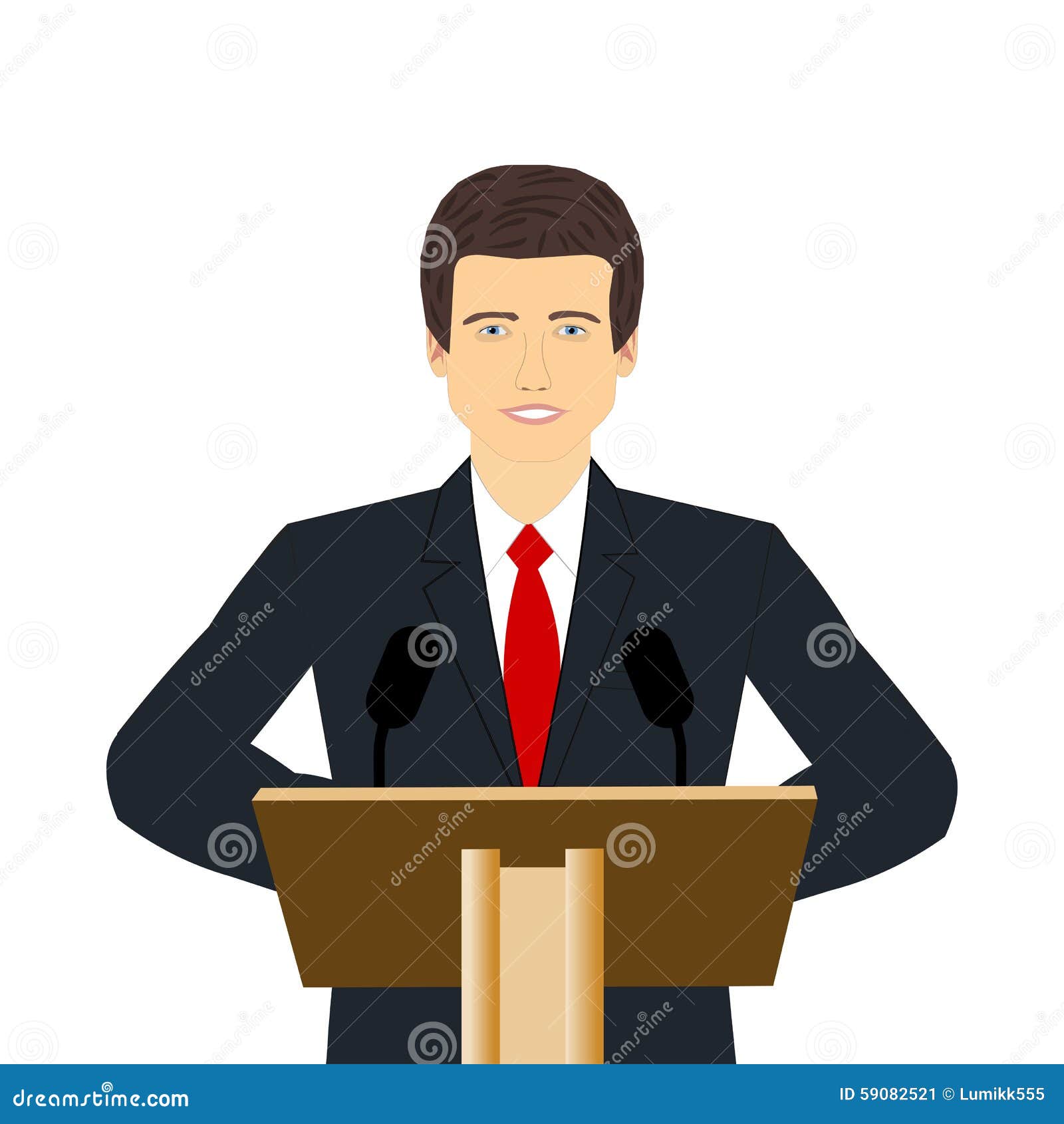 Orator Speaking from Tribune Stock Illustration - Illustration of ...