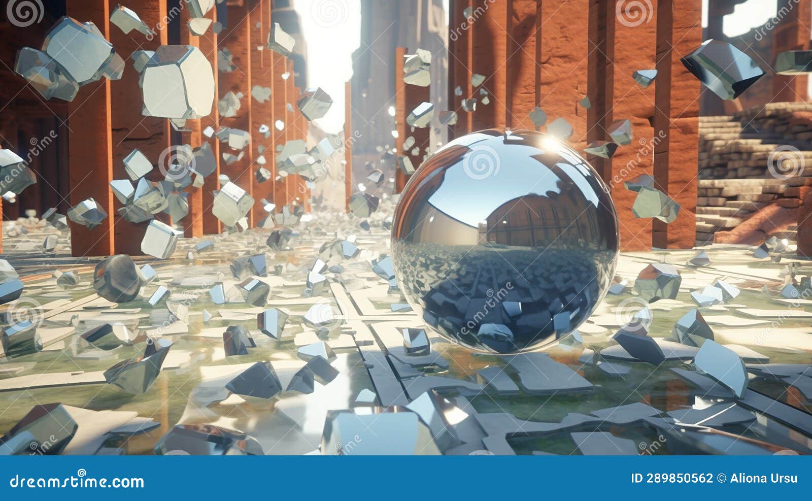 An Orb Breaking Glass in a Computer Game Style Stock Illustration ...