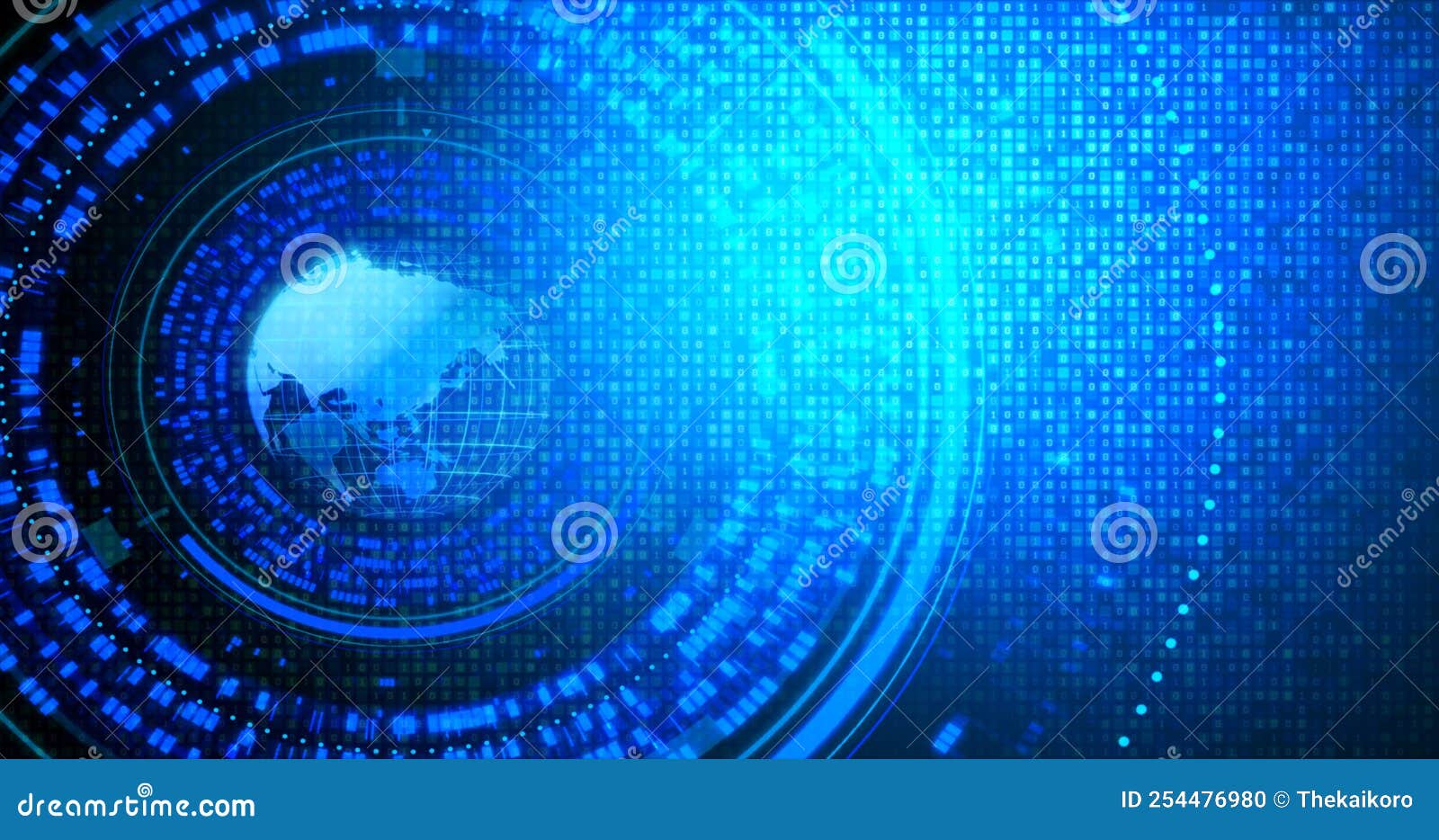 Orb Globe with 0 1 Digital Binary Number Blurry Background, Sphere of ...