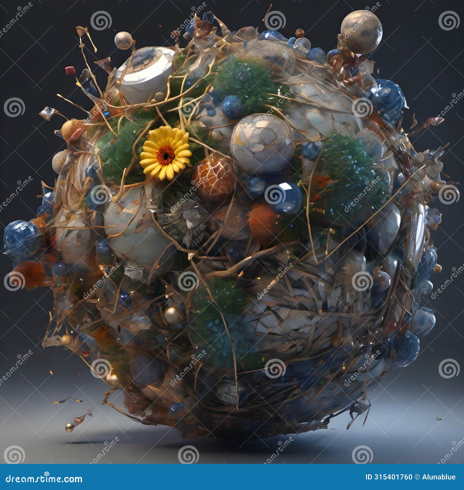 Orb of Nature and Artifact: a Harmonious Composite Sphere Stock ...