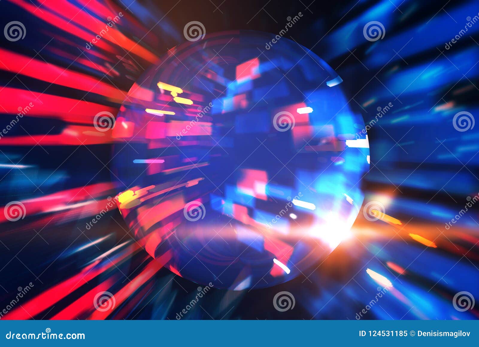 Orb in a Red and Blue Wormhole Interface. 3d Illustration Stock ...