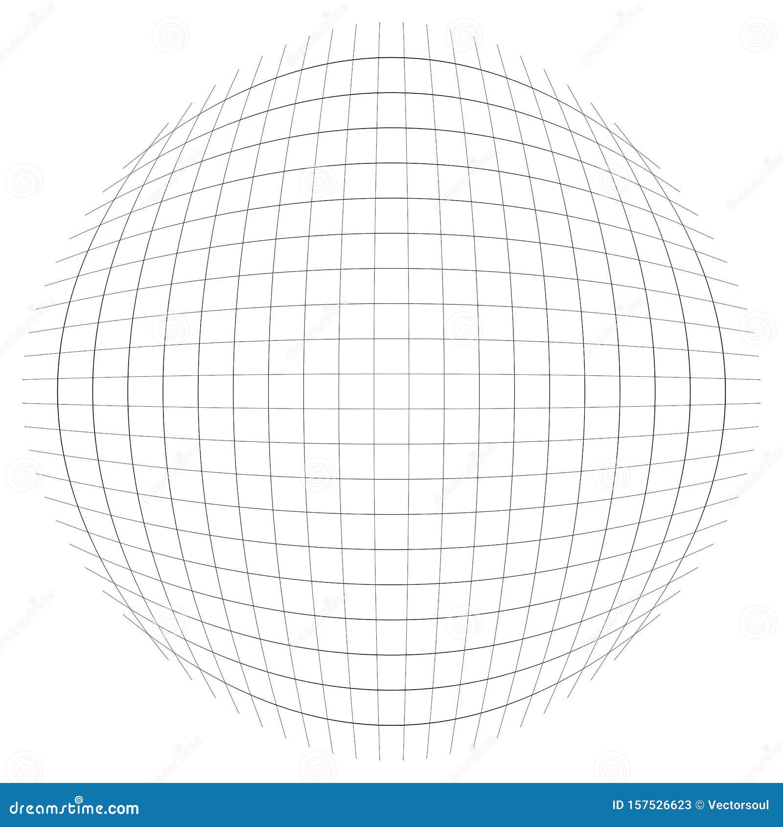 Orb, Sphere with Squares Line Mesh, Grid. Circular, Concentric Element ...