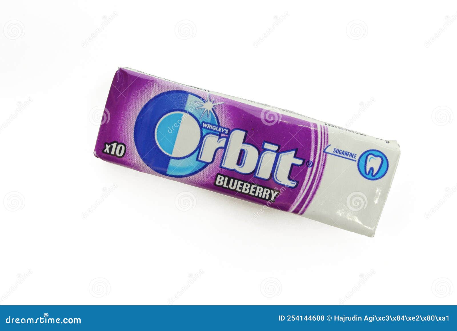 Orbit Blueberry Mints Isolated on White Background. Bubblegum Packaging ...