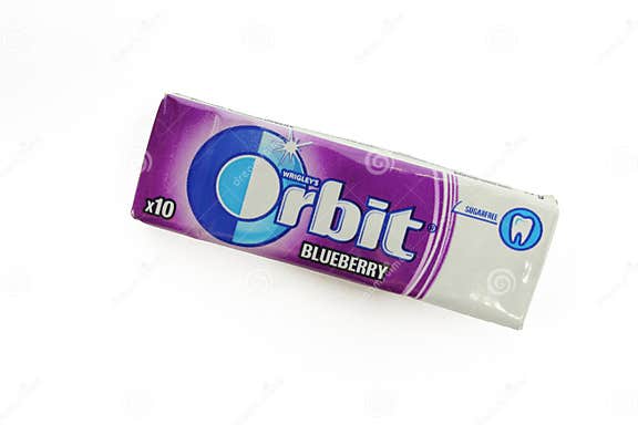 Orbit Blueberry Mints Isolated on White Background. Bubblegum Packaging ...