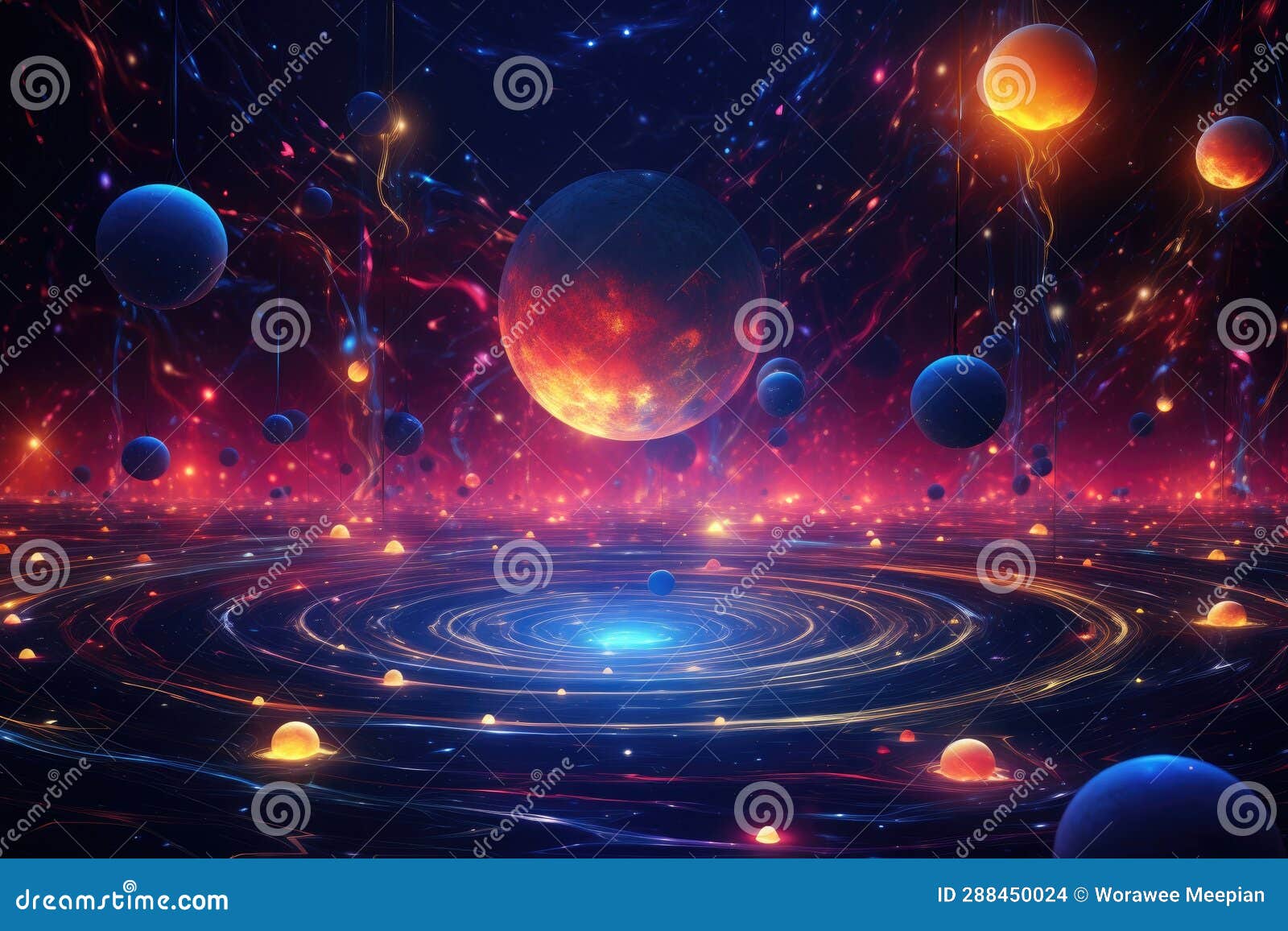 Orbit of Universe Colourful Abstract Background. Generative AI Stock ...